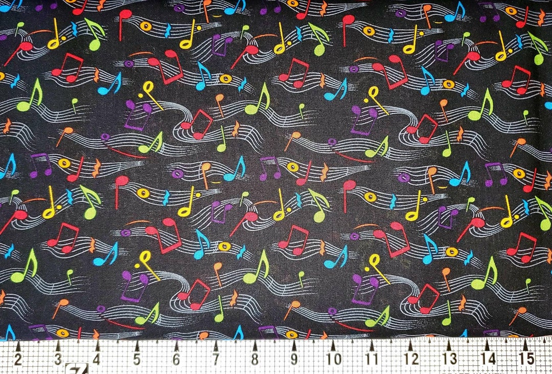 Hi Fashion Fabrics Colored Music Notes GM-C2101 Fabric by the Yard ...