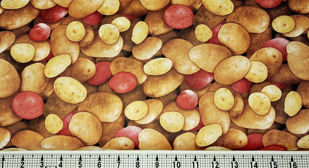 Elizabeth Studios Food Festival Potatoes 387 Fabric by the Yard//piece ...
