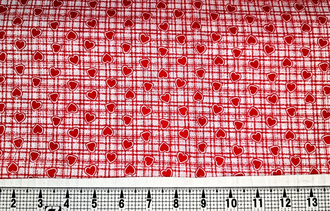 Wamsutta OTC Valentine Hearts on Plaid Fabric by the Yard//piece - Etsy