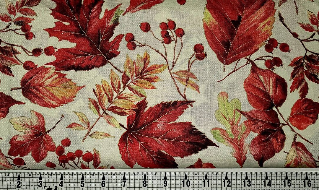 Fabri Quilt Autumn in the Forest Leaves 112-28111 Fabric by the Yard ...