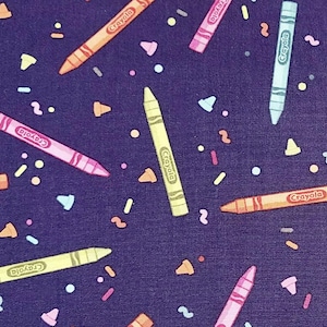 Riley Blake Colors of Kindness Crayons on Navy C13681 Fabric by the ...