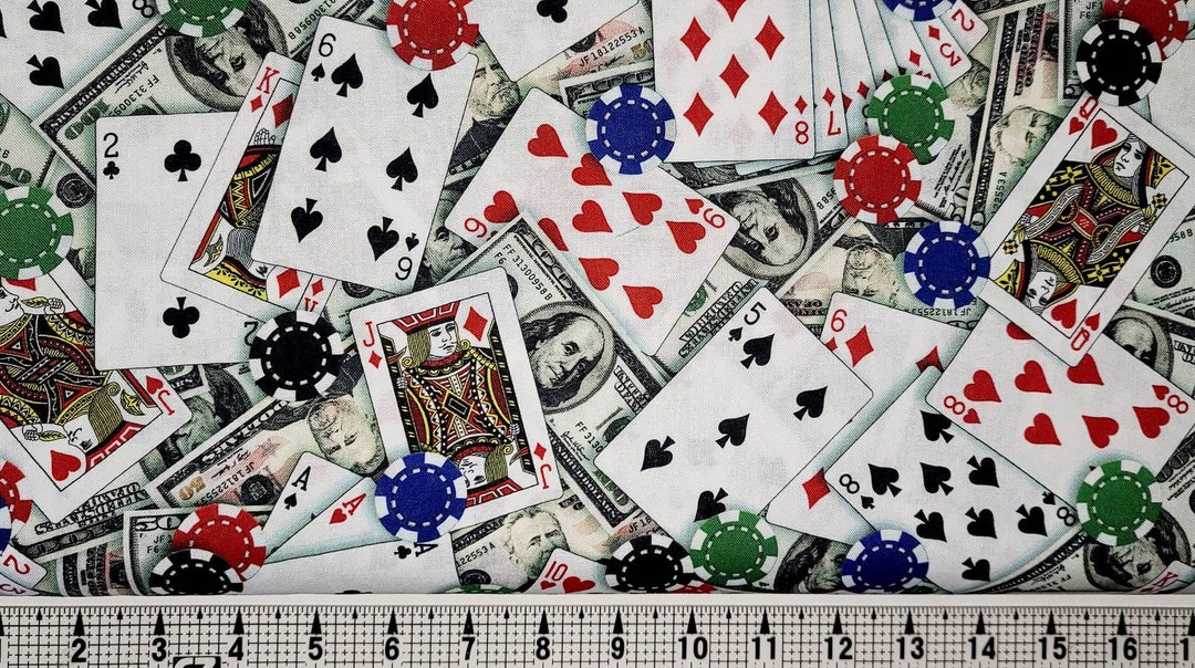 Hi Fashion Fabrics Poker Chips and Playing Cards Fabric by the Yard ...