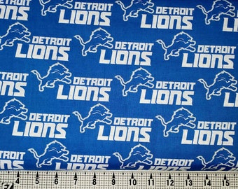 NFL Football Detroit Lions on Blue Woven Cotton Fabric Priced by the ...