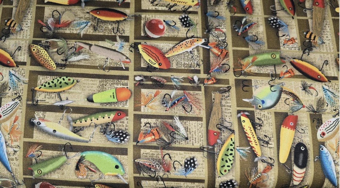 Timeless Treasures Tackle Box Lures CD3479 Fabric by the Yard//piece - Etsy
