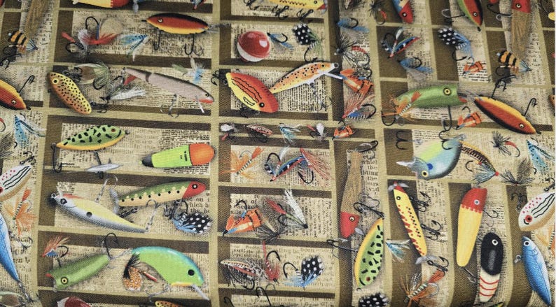 Timeless Treasures Tackle Box Lures CD3479 Fabric by the Yard//piece - Etsy