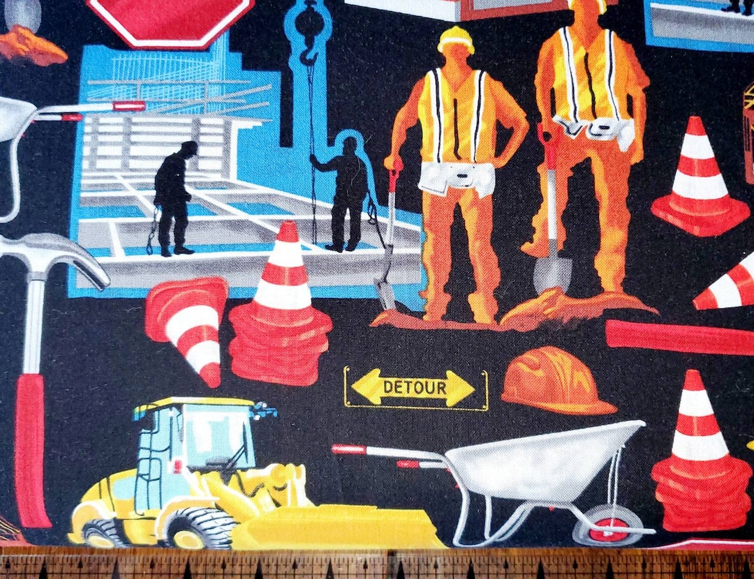 Kanvas Fabrics Construction Workers 05881 Fabric by the Yard//piece - Etsy