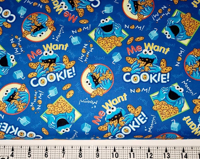 Quilting Treasures Sesame Street Cookie Monster on Blue 1649-28550-B ...