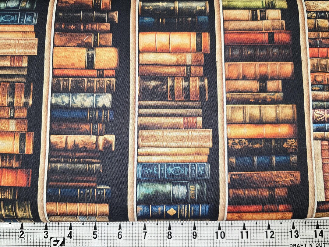 Quilting Treasures Bookworm Book Shelves Stripe 2600-30446-J Fabric by ...
