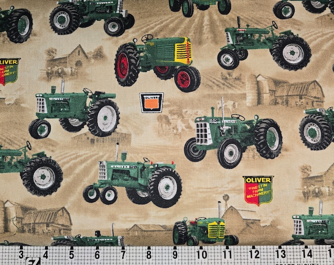 Sykel Enterprises Oliver Tractor Scenic on Cream 10516 Fabric by the ...