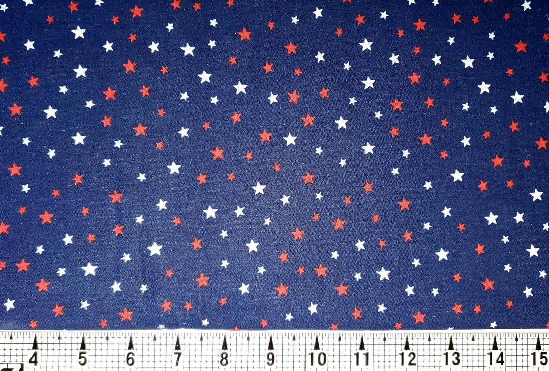 Navy With Red and White Stars Fabric by the Yard/piece - Etsy