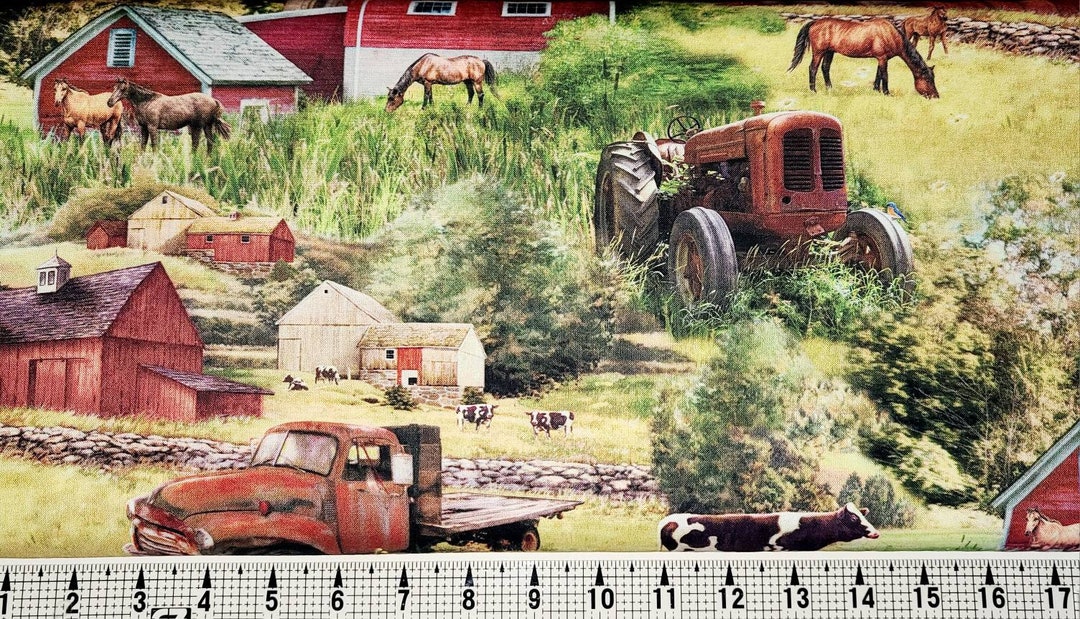 David Textiles Barns and Trucks GG-0005-6C Fabric by the Yard//piece - Etsy