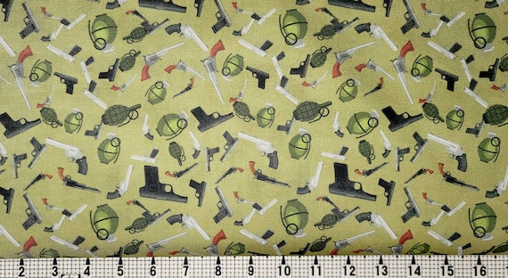 Pistols/military Fabric by the Yard/piece | Etsy