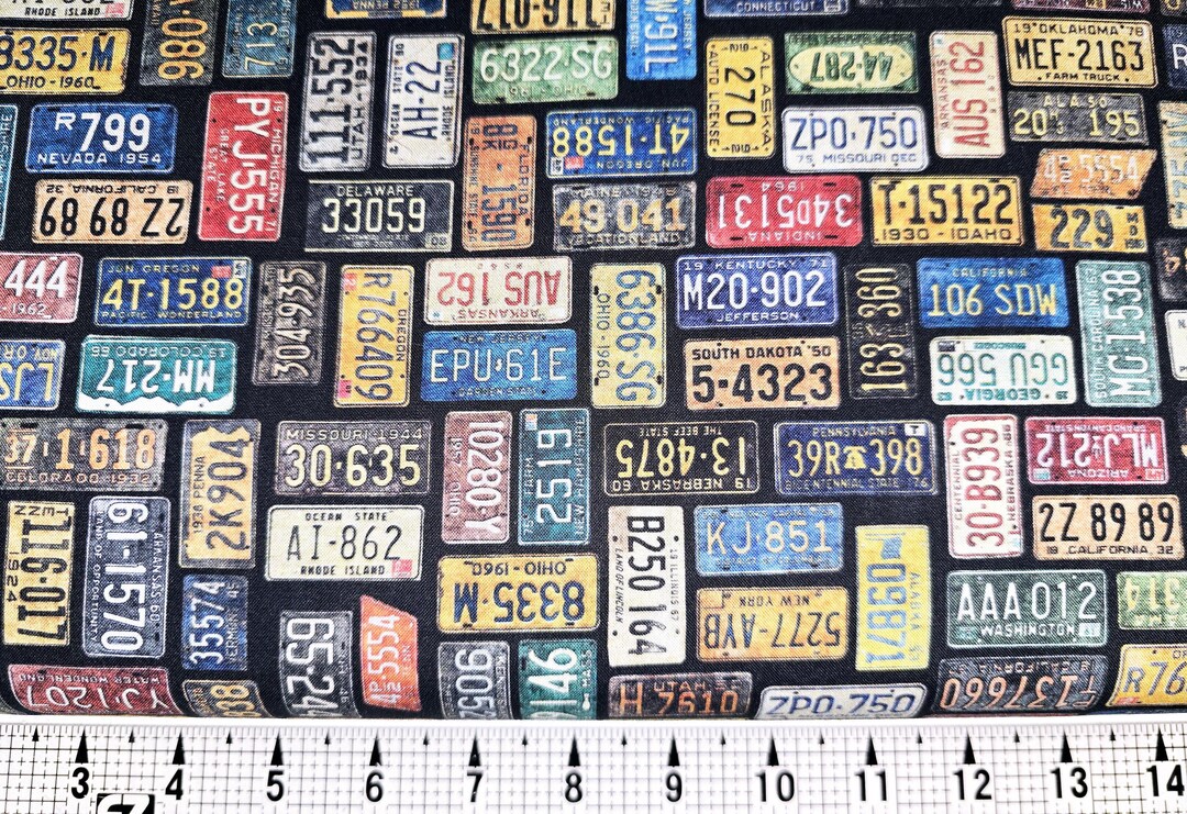 Quilting Treasures Heavy Metal License Plates 2600-30709-J Fabric by ...