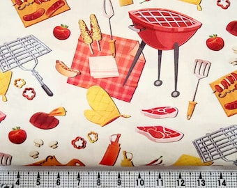Summer Cookout Fabric Vintage Cookout by Gnoppoletta Cookout Grill Food ...