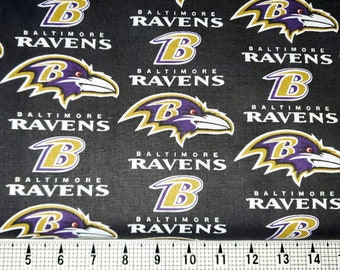 Baltimore Ravens Fabric by the Yard or Half Yard, Licensed NFL Cotton ...