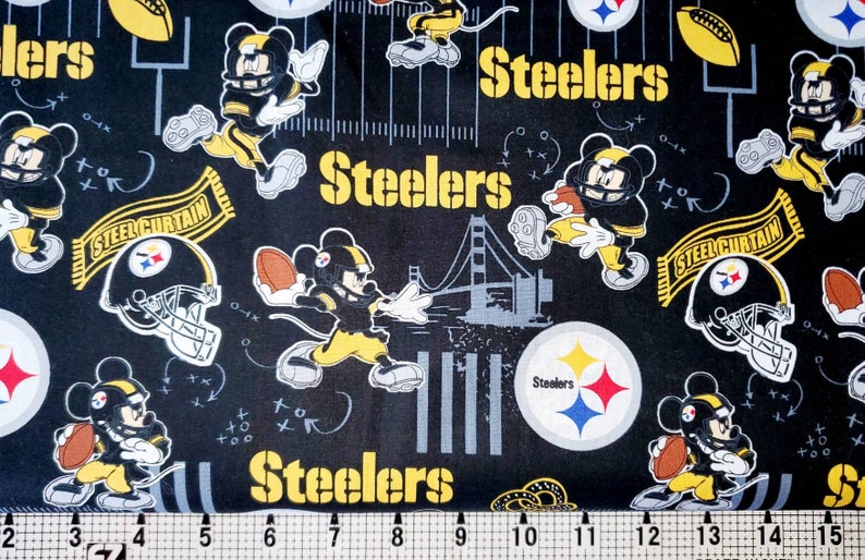 NFL Disney Mickey Pittsburgh Steelers Fabric by the Yard/piece - Etsy
