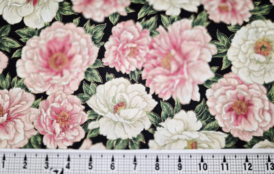Cranston Print Works Pink and Cream Floral Fabric by the Yard//piece - Etsy