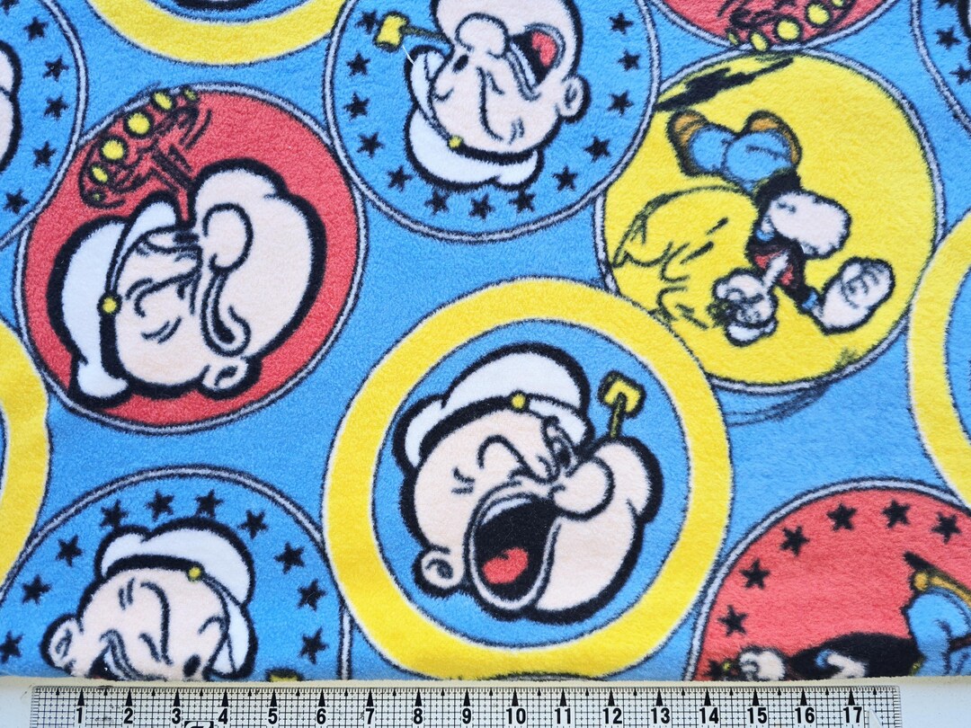 Popeye FLEECE Fabric by the Yard//piece-bin #18 - Etsy