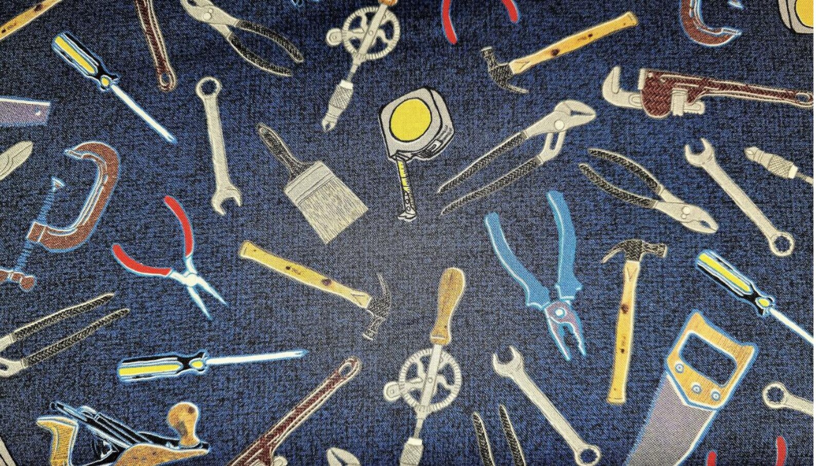 Robert Kaufman Man Cave Tools on Denim Look 22339-67 Fabric by the Yard ...