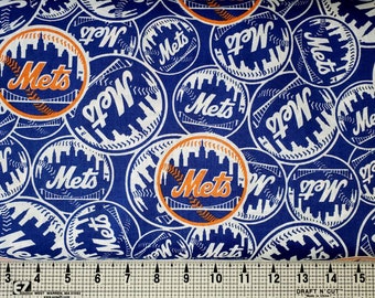 MLB New York Mets Allover Baseball Team Cotton Fabric Sold by the Half ...
