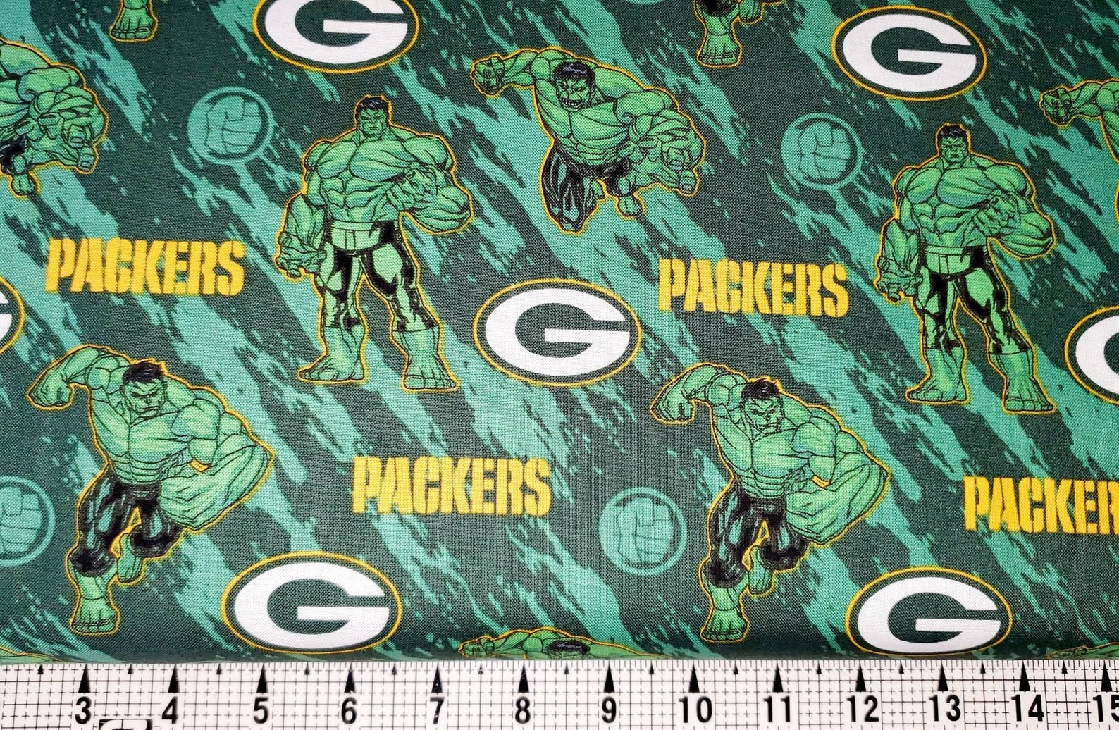 NFL Marvel Hulk Green Bay Packers Fabric by the Yard/piece - Etsy