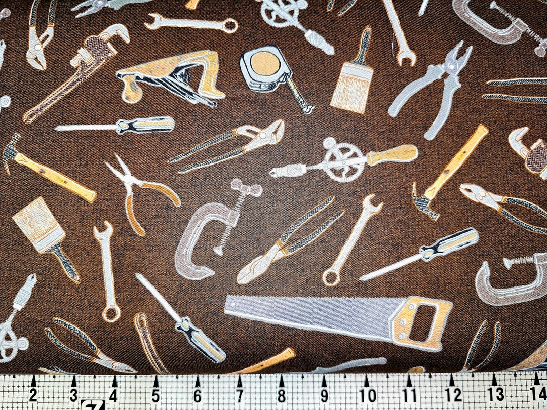 Robert Kaufman Man Cave Tools on Brown 22339-16 Fabric by the Yard ...