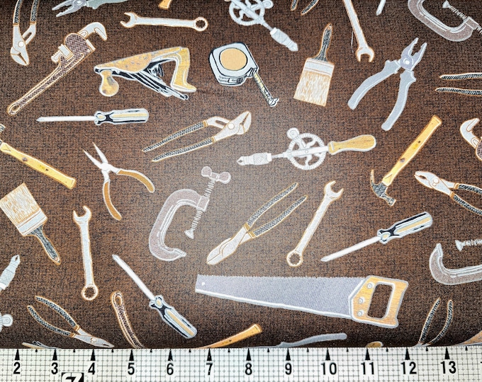 Robert Kaufman Man Cave Tools on Brown 22339-16 Fabric by the Yard ...
