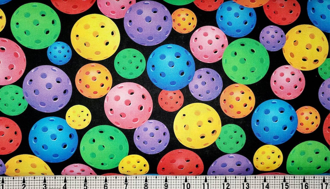 Quilting Treasures Pickleball on Black 1649-29637-J Fabric by the Yard ...
