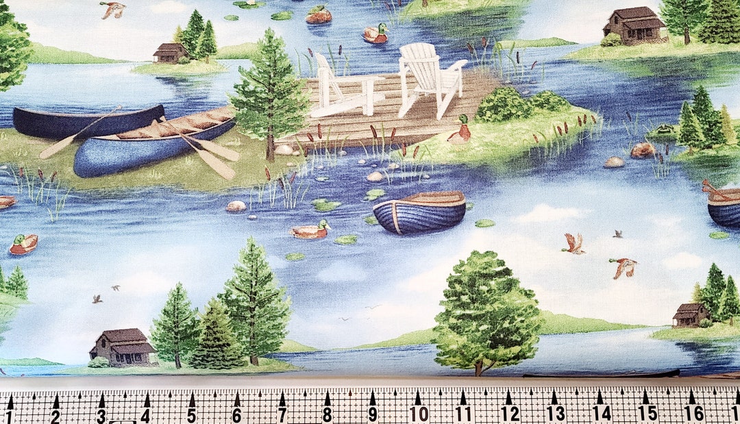 Wilmington Prints Lakefront Scenic 27680 Fabric by the Yard//piece - Etsy