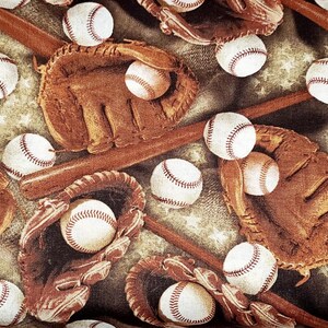 David Textiles Baseball Gloves/bats/balls DX-3089-2C Fabric by the Yard ...