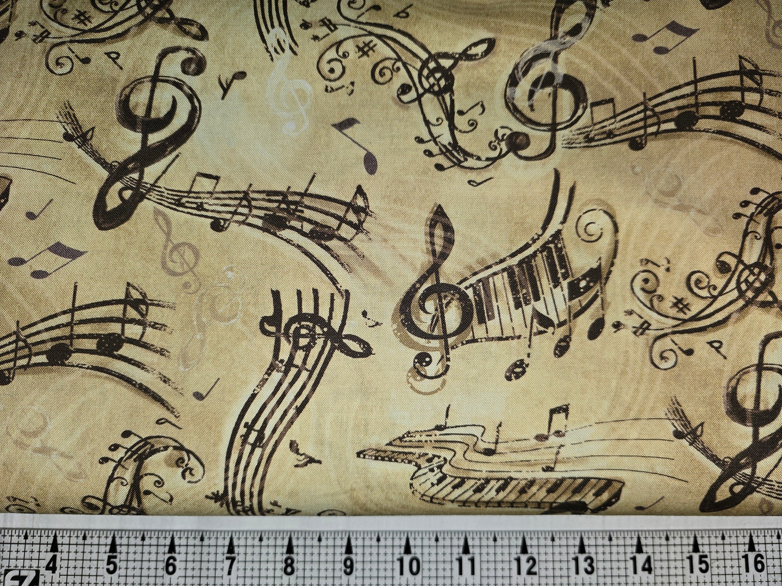 Timeless Treasures Tan Vintage Music Notes CD3092 Fabric by the Yard ...