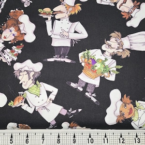 Loralie Designs Tossed Chefs on Black 692-621 Fabric by the Yard//piece ...