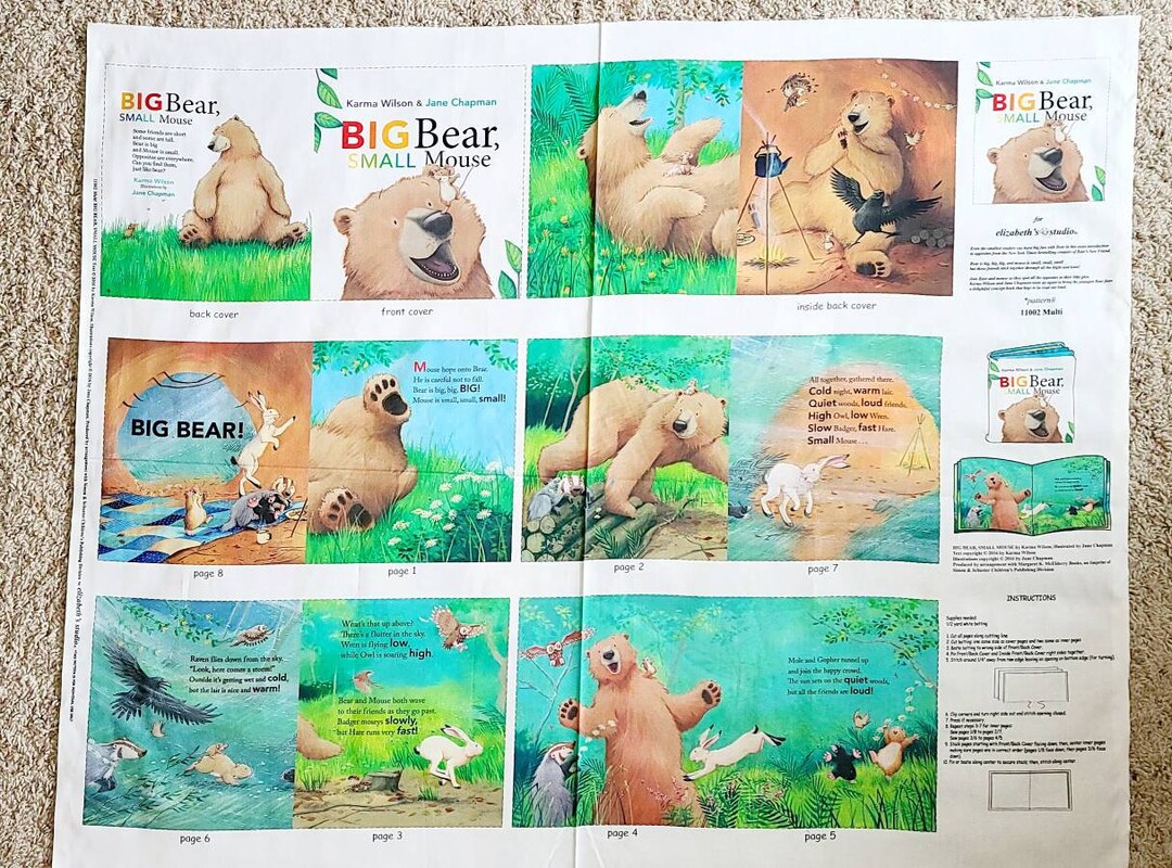 Elizabeth Studios Big Bear Small Mouse Book 11002 Multi Fabric - Etsy