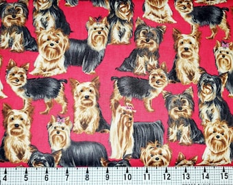 Pink Yorkie Fabric Yorkshire Terrier Coffee Cute Dogs by Petfriendly ...
