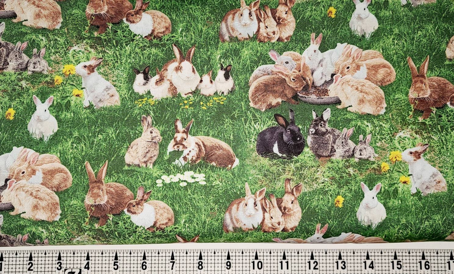 Elizabeth Studios Farm Animals Rabbits 650 Fabric by the Yard//piece - Etsy