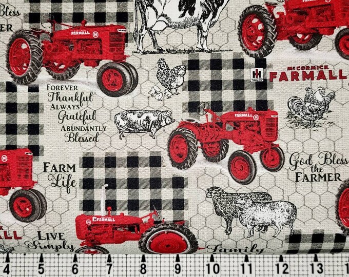 Print Concepts Gignham Farmall Tractor 10340 Fabric by the Yard/piece ...