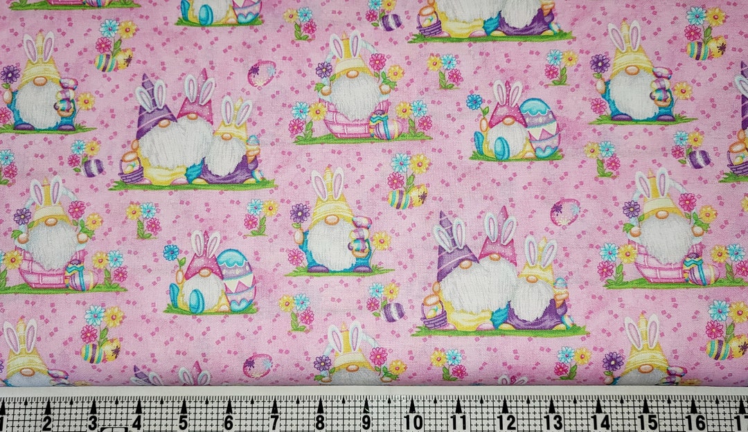 Henry Glass Hoppy Easter Gnomies on Pink 564 Fabric by the Yard//piece ...