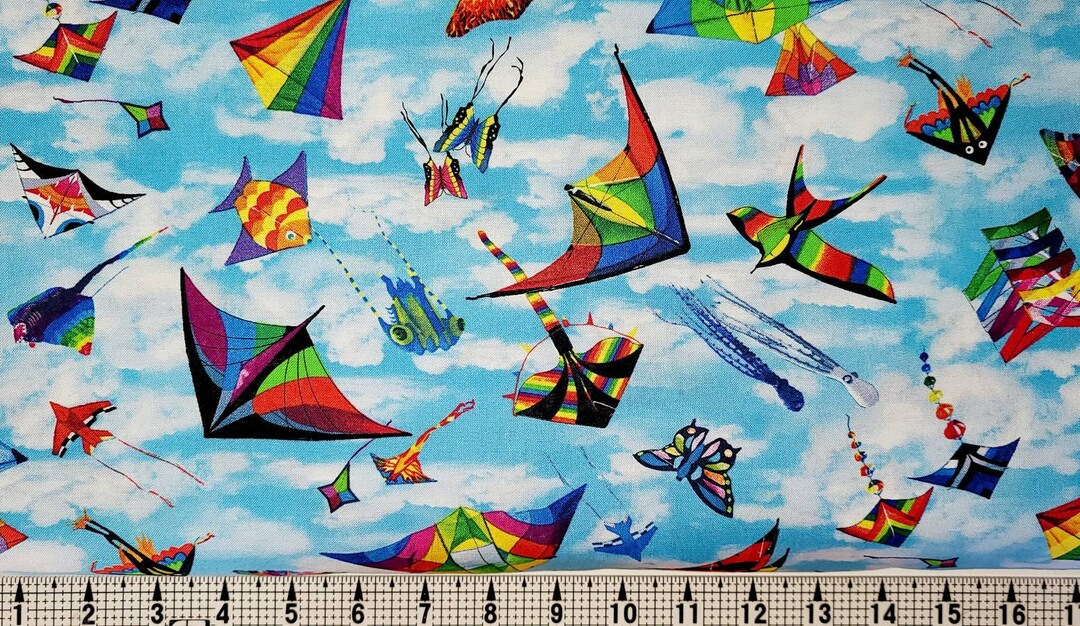 Elizabeth Studios in Motion Kites 666 Fabric by the Yard//piece - Etsy