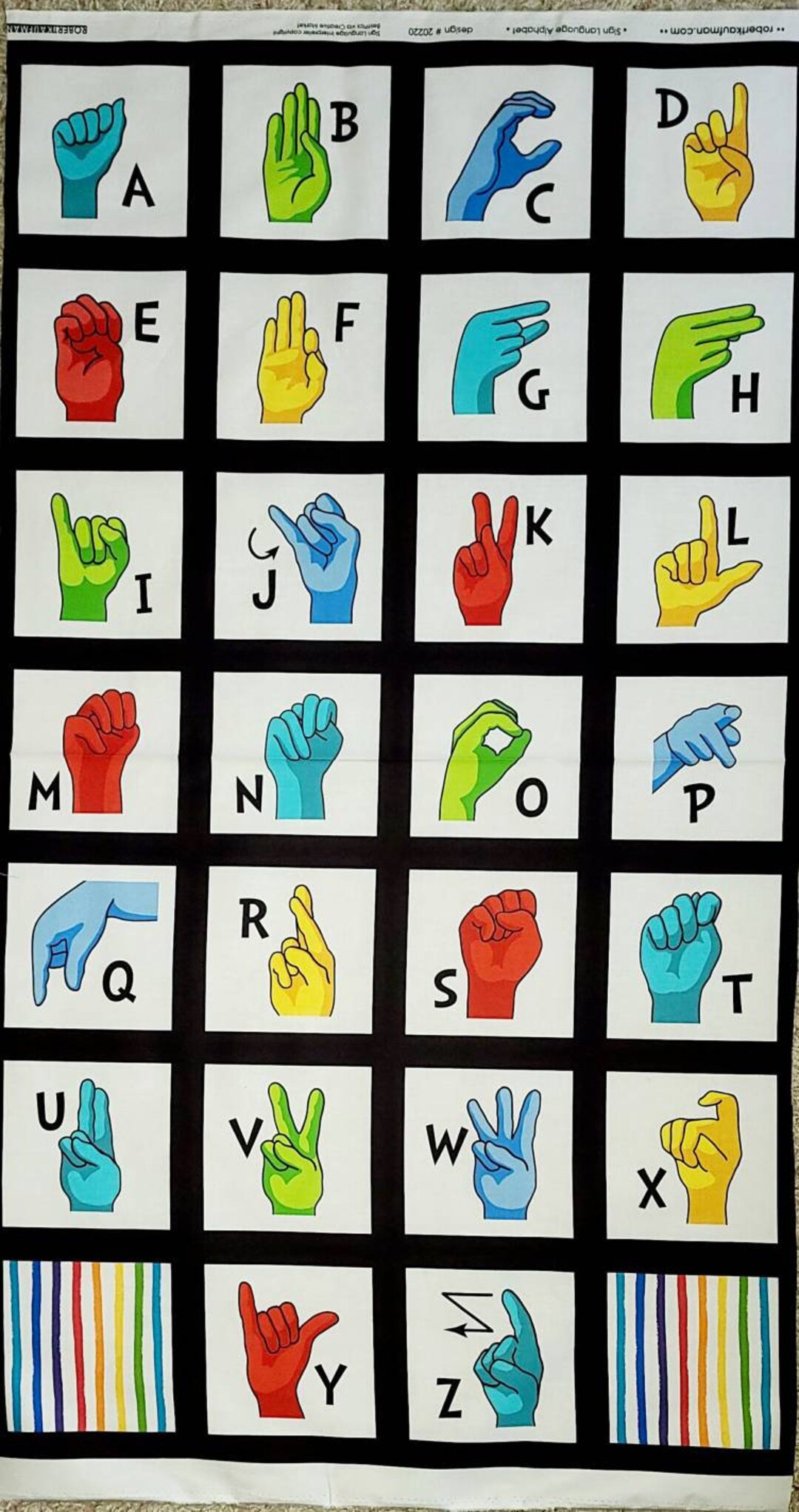 Robert Kaufman Sign Language Alphabet on Black 20220 Fabric by - Etsy