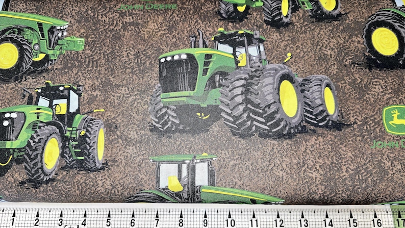 Springs Creative John Deere Tractor Proven Power on Brown CP58050 ...