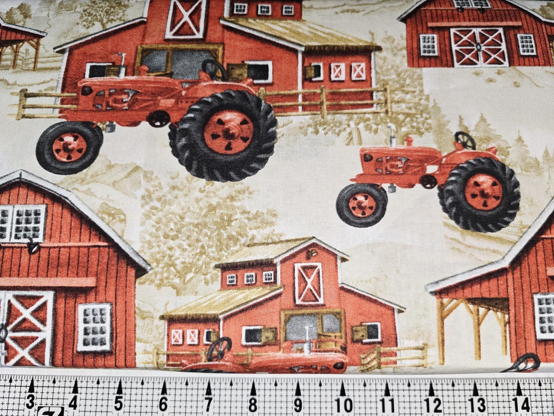 David Textiles Farm Tractors DX-4068-4C Fabric by the Yard//piece - Etsy