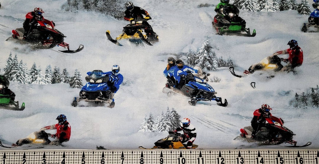 Elizabeth Studios in Motion Snowmobile 293 Fabric by the Yard//piece - Etsy