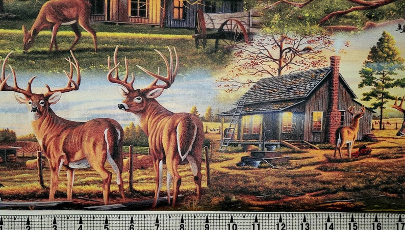 David Textiles Deer at the Lodge AL-3455-7C Fabric by the - Etsy