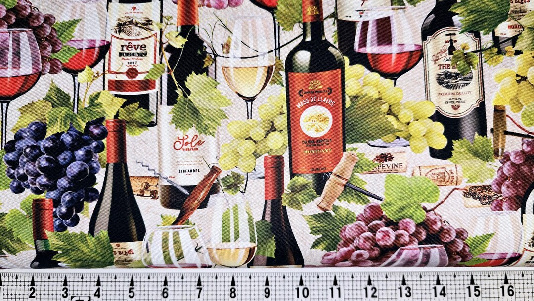 Michael Miller Cheers Wine Bottles on Cream DCX11559 Fabric by the Yard ...