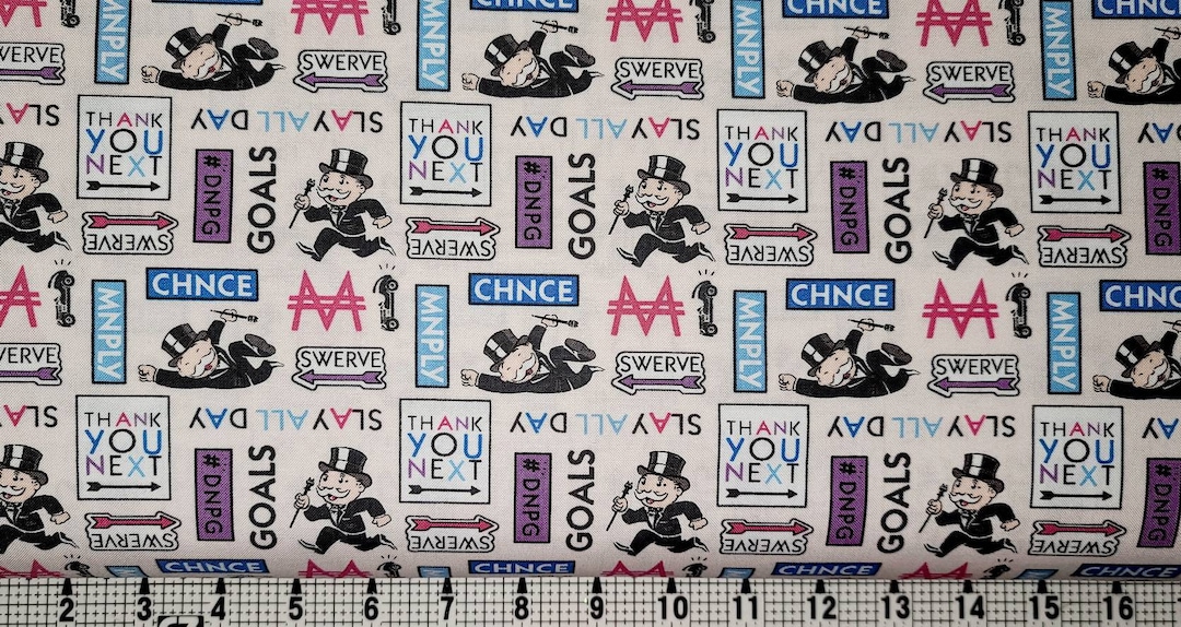 Camelot Fabrics Tossed Monopoly Expressions on Pink 95070210 Fabric by ...