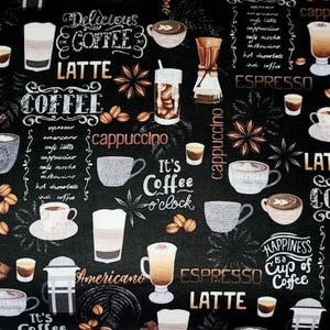Timeless Treasures Coffee Motifs/menu Text CD1612 Fabric by the Yard ...