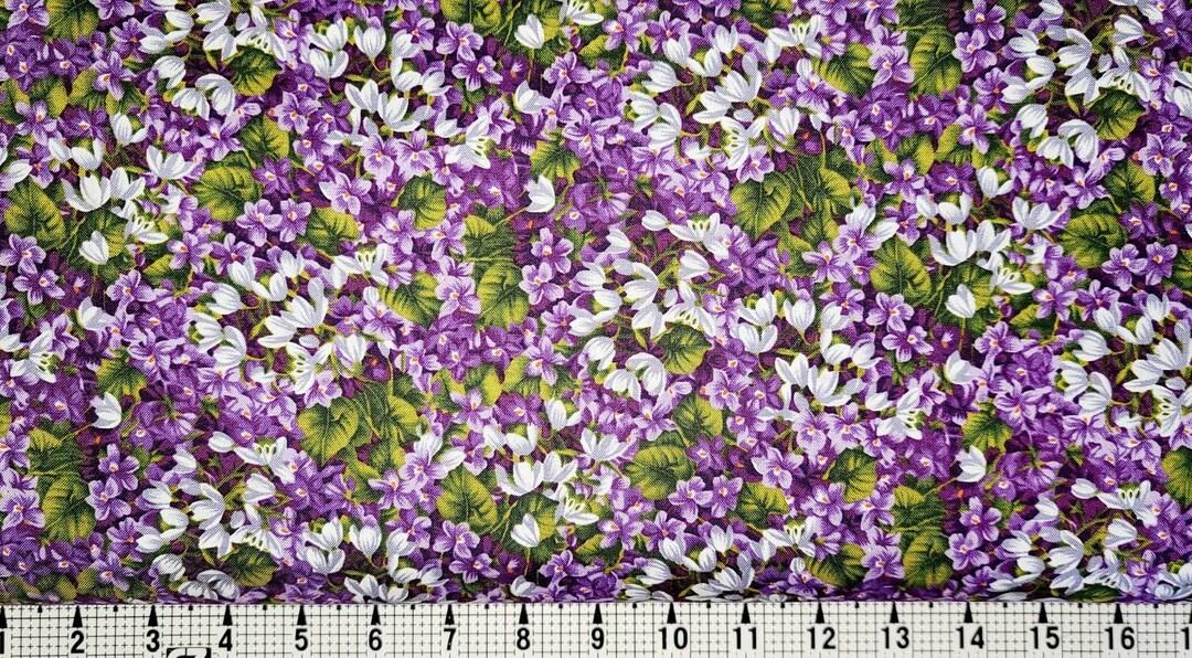 Purple Floral Calico Fabric by the Yard//piece - Etsy