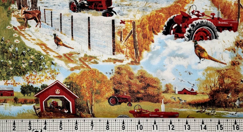 Print Concepts Farmall Tractor Four Seasons Scenic 10117 Fabric by the ...