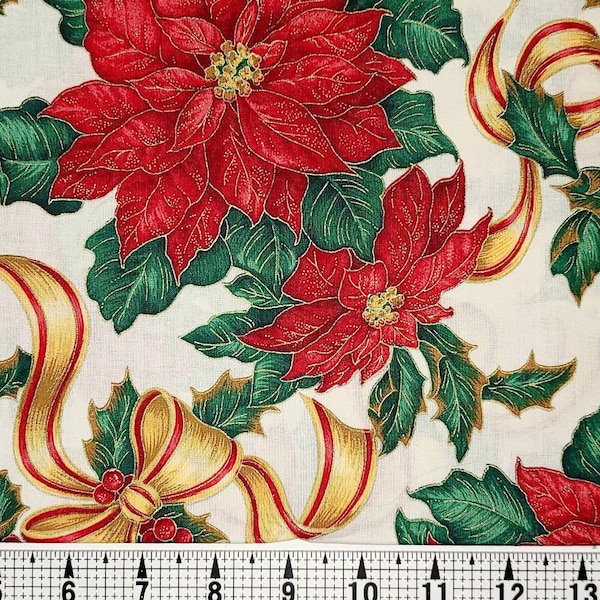 Red Poinsettia Fabric - Etsy