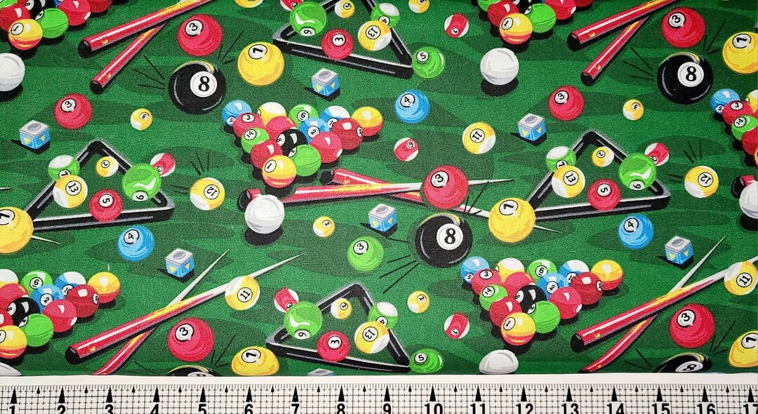 Fabric Traditions Pool Balls and Cues Fabric by the Yard/piece - Etsy
